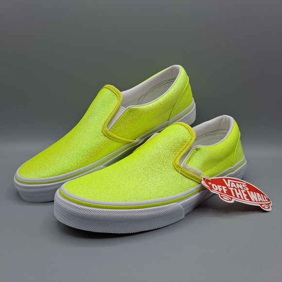 Vans | Shoes | New Vans Classic Slip On Neon Glitter Yellow True White ...